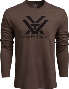 vortex optics core logo long sleeve shirts (brown heather, x-large)