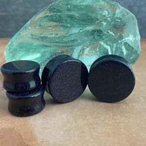 Pair of Blue Sand Stone Stone Double Flare Plugs (STN-711) (3/4" (19mm))