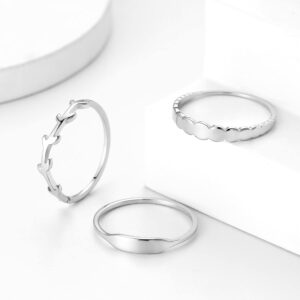 KAZITSAN Stainless Steel Rings for Women Statement Rings Fashion Plain Band Knuckle Stacking Midi Rings Silver 3pc size 11