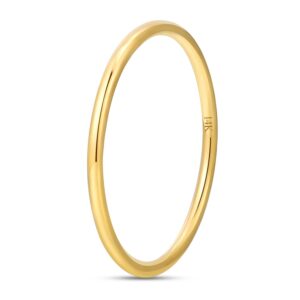 luxmad 1pc 1mm 14k gold plated stacking rings for women high polished thin gold band dainty gold stackable pinky ring comfot fit size 5 to 10 (10)