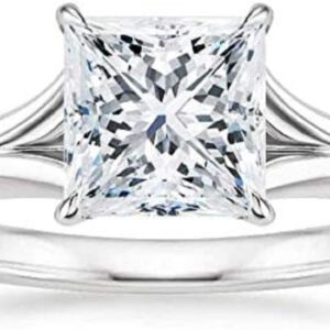 Moissanite World Princess Cut 2 Carat Moissanite Engagement Ring, Wedding Ring, Eternity Sterling Silver Ring Set, Anniversary/Christmas/Birthday/Valentine's Day Jewelry Gift (10.5)