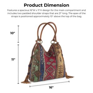 SAGEFINDS Natrona Tapestry Bag | Southwestern Pattern | Slouchy Purse | Snap Closure | Lined Interior with Pockets | 21” Long Double Handles | 16” H x 11” W