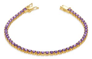 milla cubic zirconia tennis bracelets for women - 14k gold plated bracelets for women - purple bracelets, green bracelets, red bracelets for women & more (purple - 7 inches)