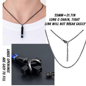 weikui 3 Pieces Heart Cross Cubic Urn Necklace for Ashes for Men Women Cremation Jewelry Crystal Memorial Locket Ashes Pendant Family Keepsake Sharing Jewelry Set (3 Black Pendants - Blue)