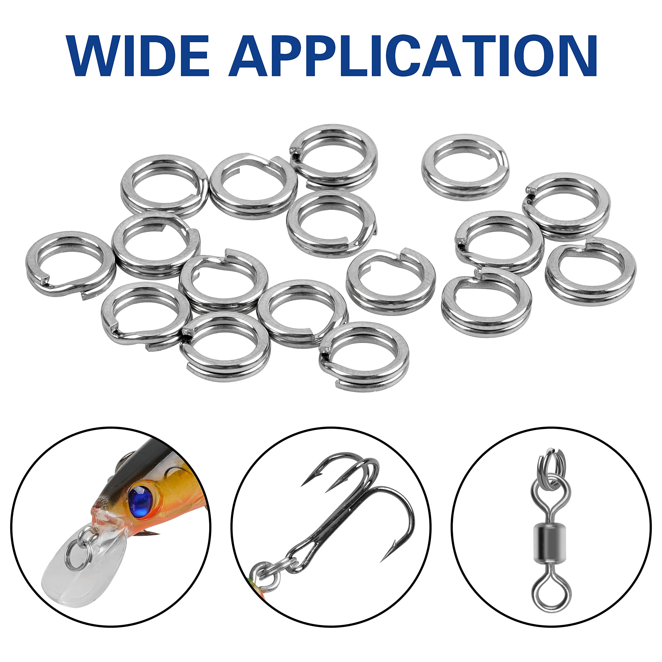 OROOTL Fishing Split Rings Kit, 200pcs Stainless Steel Double Split Rings Heavy Duty Flat Wire Ring Loop for Fishing Lure Hook Connector Freshwater Saltwater Terminal Tackle Accessories