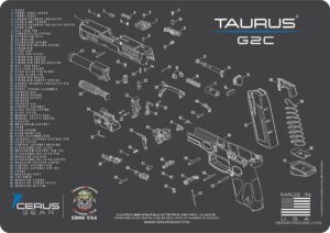 edog g2c gun cleaning mat - schematic (exploded view) diagram compatible with taurus g2c series pistol 3 mm padded pad protect your firearm magazines bench surfaces gun oil solvent resistant