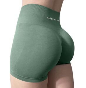 alterwegal amplify shorts high waist workout seamless scrunch gym greyish teal