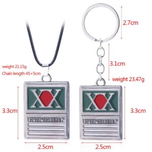 HxH Themed Hunter License Keychain Necklace Set - Hunter Killua GON Anime Key Chain - Halloween Cosplay Gifts for Women Men