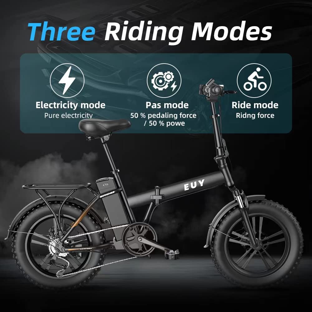 Kebiko 1000W Folding Electric Bike, 48V 20AH Large Removable Battery E Bike, 30+MPH, 80 Miles Max Range, 20" Fat Tire Electric Bike for Adults, Adult Electric Bicycles for Commute Beach Snow