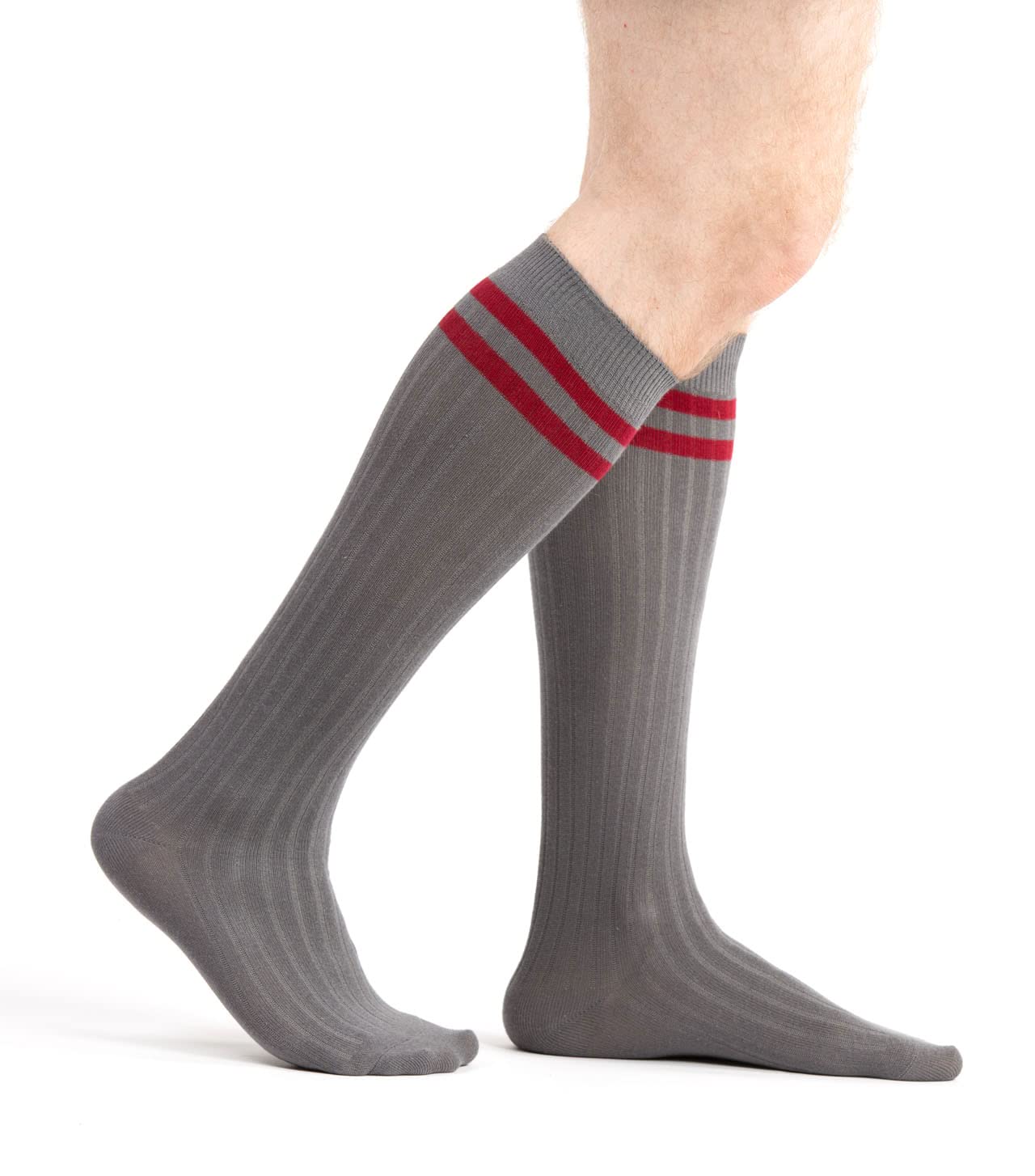 SERICI 4 x Mens Knee High Cotton Striped Socks | Over the Calf Socks | Dress Socks | Size 9-11