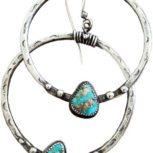 Western National Style Vintage Turquoise Circle Earrings