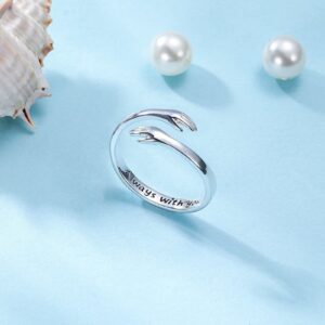 IEFSHINY Valentines Day Gifts for Grandma - Grandma Hug Ring Grandma Gifts, S925 Sterling Silver Hug Ring Grandma Gifts Hug Rings for Women Grandma