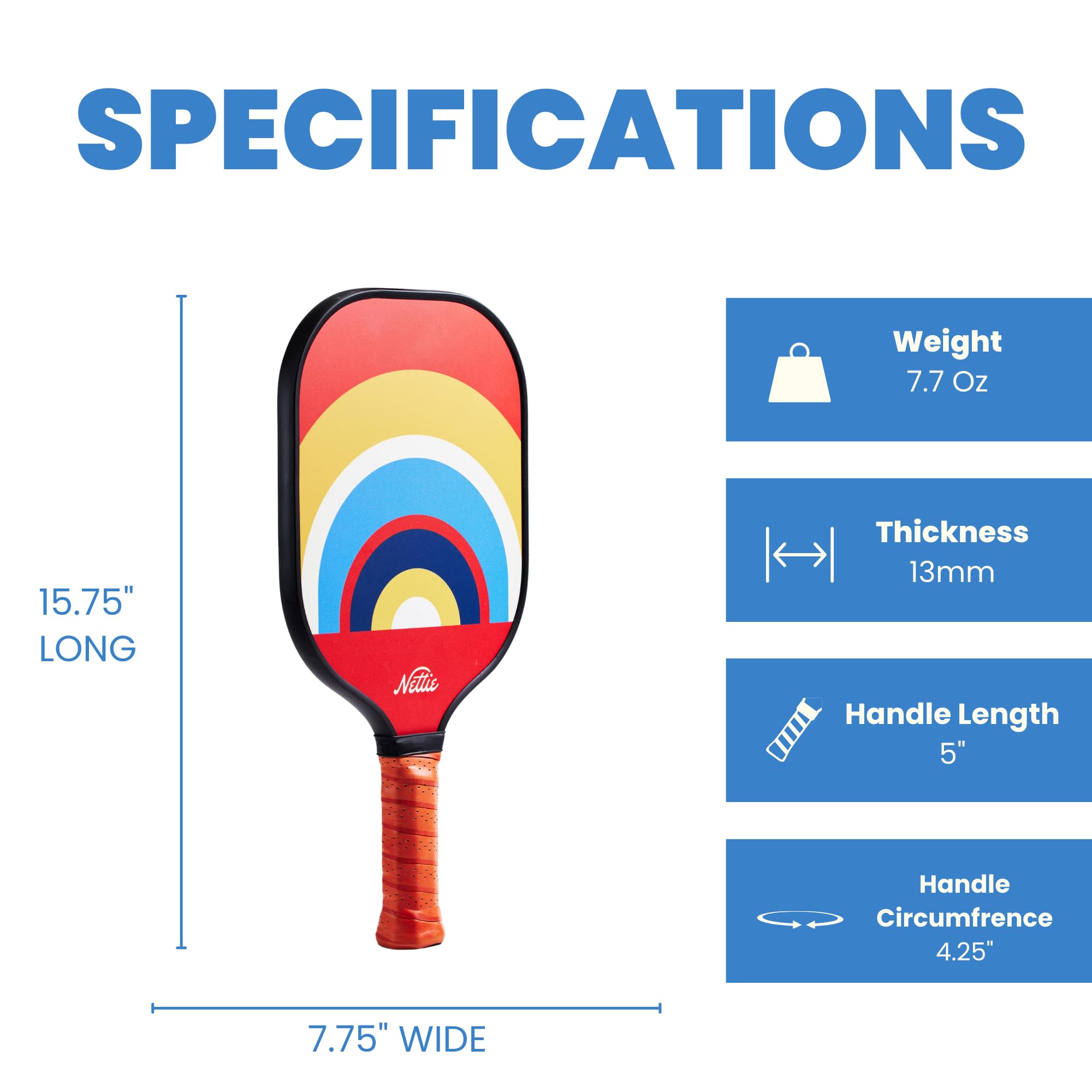 Nettie Pickleball Co - Classic Pickleball Paddle | USA Pickleball Association Approved | Lightweight Carbon Fiber Honeycomb Core (Ashbury)