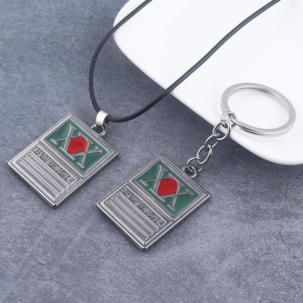 HxH Themed Hunter License Keychain Necklace Set - Hunter Killua GON Anime Key Chain - Halloween Cosplay Gifts for Women Men