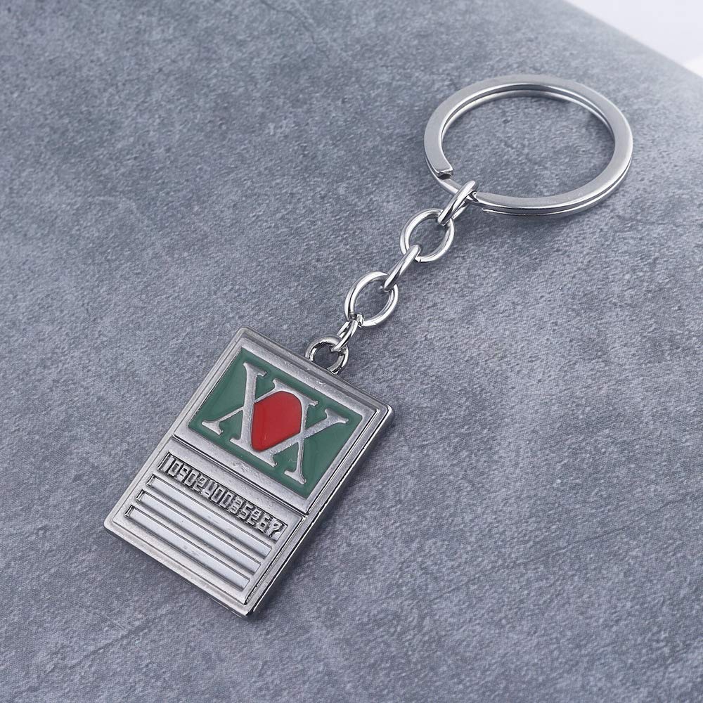 HxH Themed Hunter License Keychain Necklace Set - Hunter Killua GON Anime Key Chain - Halloween Cosplay Gifts for Women Men