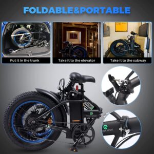 ECOTRIC Beginner Electric Bike 500W Foldaway E Bike 20" Fat Tire Offroad Folding Electric Bicycle 36V 12.5AH Removable Battery Beach Snow Mountain Bike Moped for Adults Commute E-Bike UL Certified