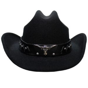 kalerona black cowboy hats for women & men cowgirl hats with belt