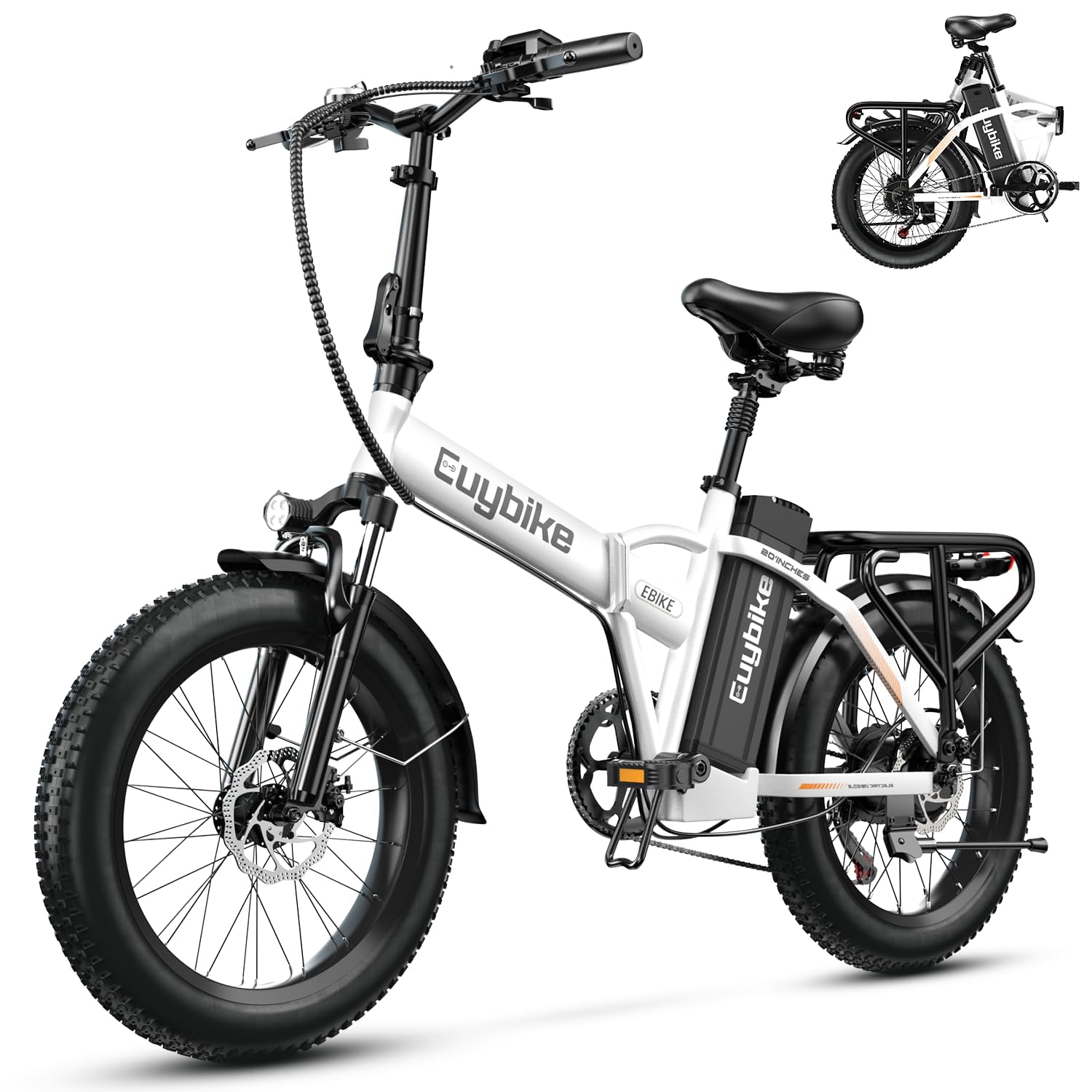 Kebiko 1000W Folding Electric Bike, 48V 20AH Large Removable Battery E Bike, 30+MPH, 80 Miles Max Range, 20" Fat Tire Electric Bike for Adults, Adult Electric Bicycles for Commute Beach Snow