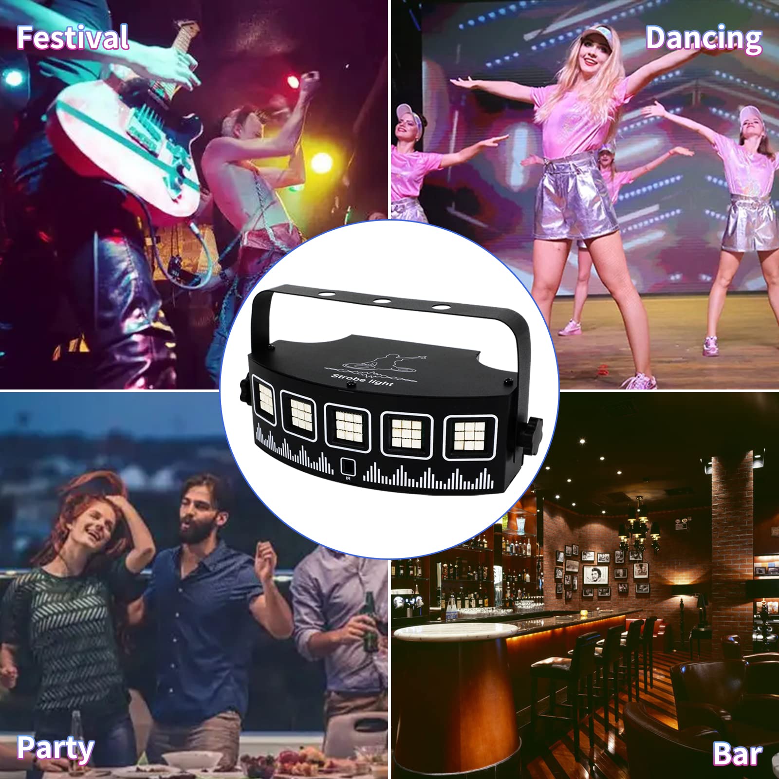 Mini Strobe Party Light with Remote,USB Powered and Speed Control,Timing Flashing Lights,45 Super Bright LED Light Bulbs,Sound Activated Stage Lights for DJ Show Club Disco Karaoke