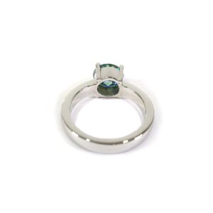 Dfine Skulls Blue-Green Moissanite Engagement Ring 8mm Round 2carat Solitaire Solid 925 Sterling Silver (5.5)