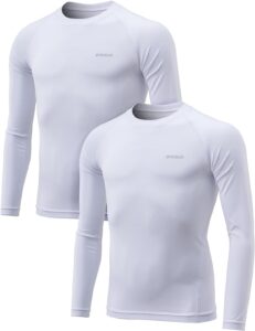 tsla kid's & boy's cool dry long sleeve compression shirts, athletic workout shirt, sports base layer t-shirt, 2pack off white/off white, 20