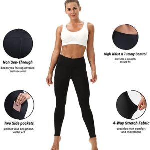 Kaleilo Women's Yoga Pants High Waist Tummy Control Butt Lifting Gym Sport Workout Leggings Black Medium