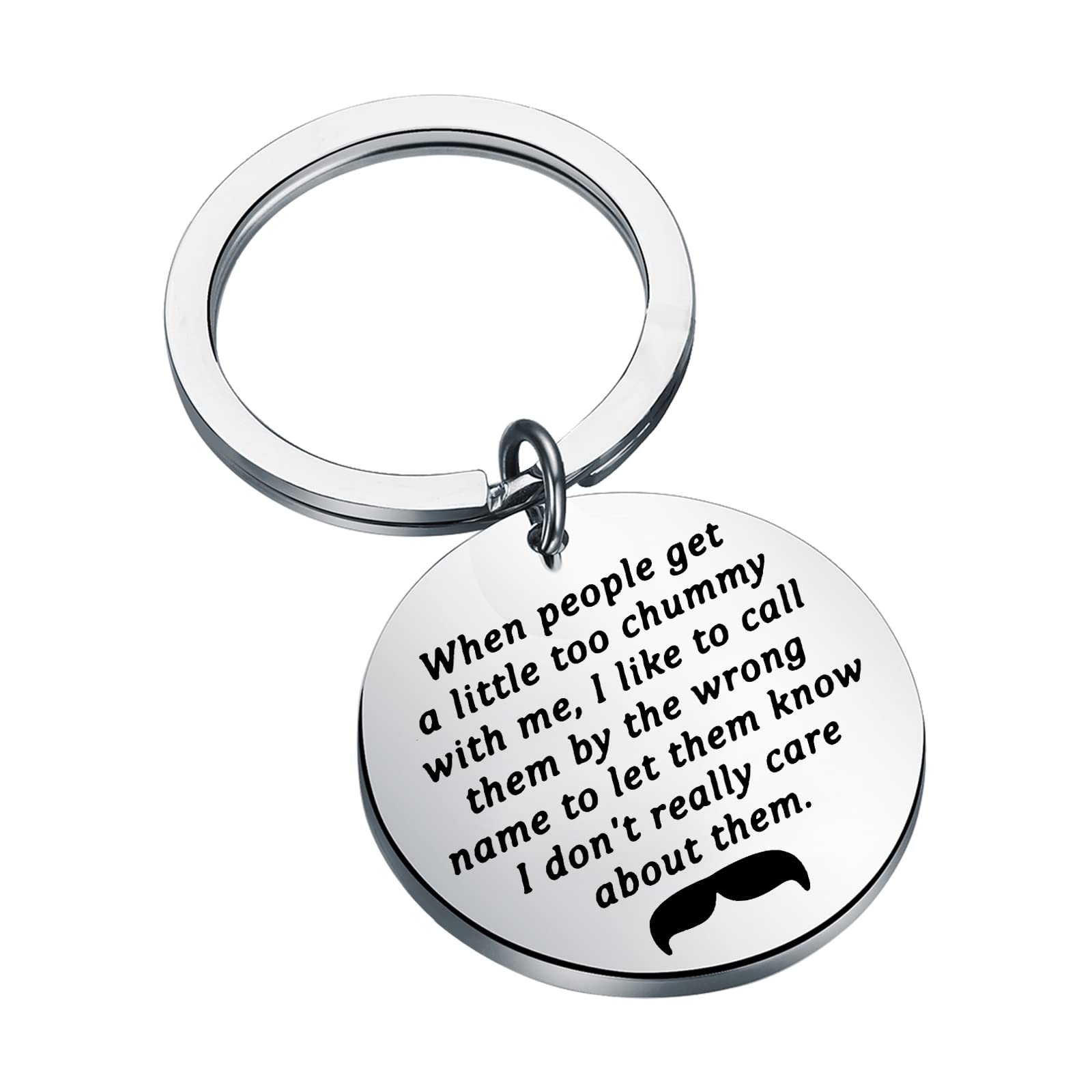 BEKECH Funny Boss Gag Gifts Ron Quotes Gift When People Get A Little Too Chummy With Me Keychain TV Show Fan Gift Parks and Rec Inspire Gift (too chummy with me)