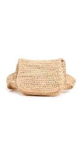 hat attack women's straw belt bag, natural, tan, one size