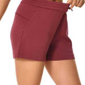 Colorfulkoala Women's High Waisted Ultra Soft Athletic Jersey Shorts Casual Summer Lounge Pants with Pockets (M, Wine Red)