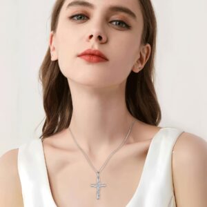 Blaniy Cross Necklace for Women 925 Sterling Silver Butterfly Necklace April Birthstone Pendant Necklace with Cubic Zirconia Jewelry Gifts for Women