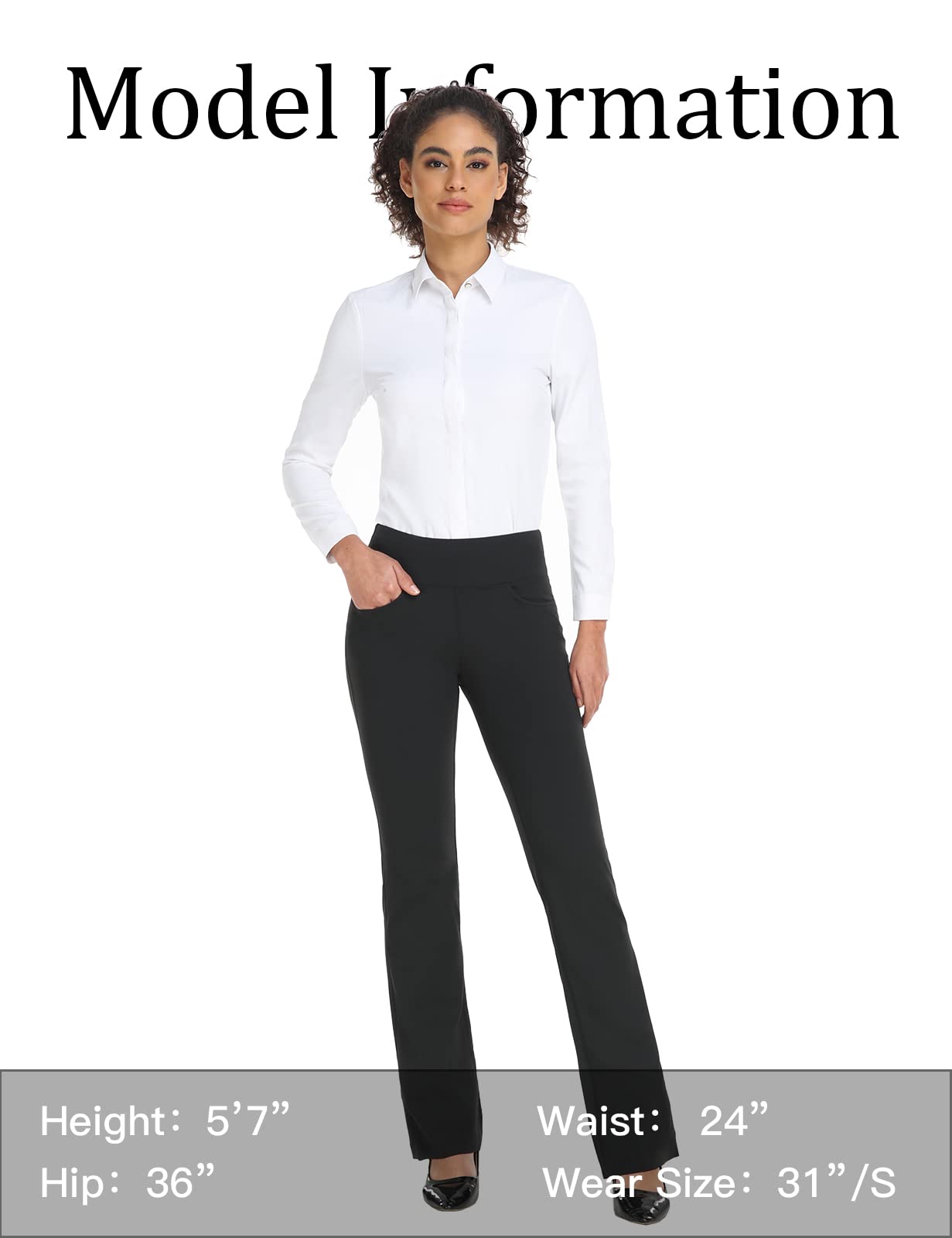 Safort 28" 30" 32" 34" Inseam Regular Tall Bootcut Yoga Pants, 4 Pockets, UPF50+, 31 Inseam, Black, XXXL