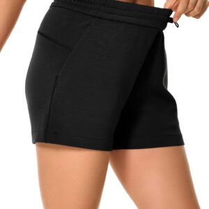 Colorfulkoala Women's High Waisted Ultra Soft Athletic Jersey Shorts Casual Summer Lounge Pants with Pockets (L, Black)