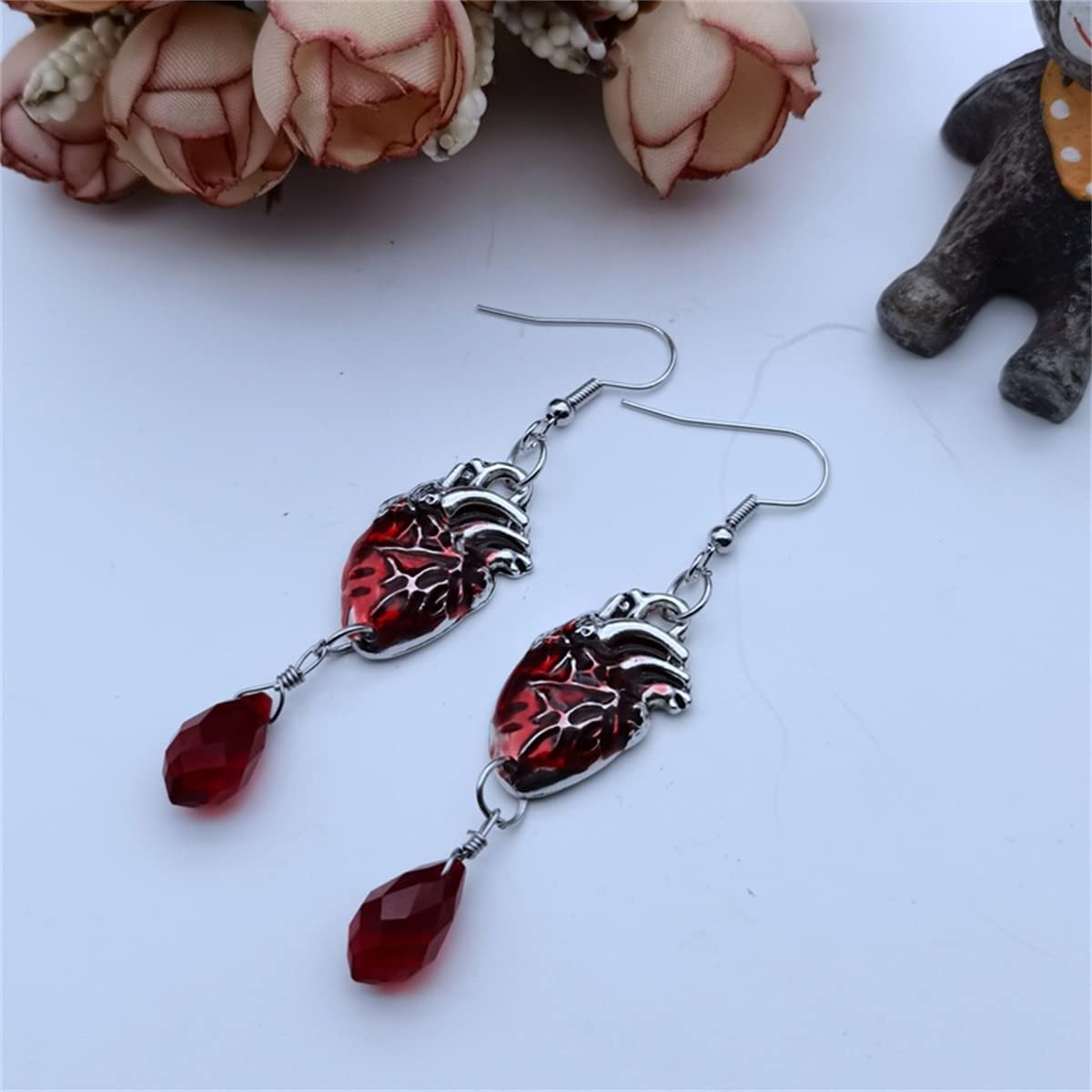 Creepy Heart Organs Earrings for Women.Gothic Human Heart Dangle Earring Punk Drop Earrings Halloween Jewelry Gifts(Hoop Earring)