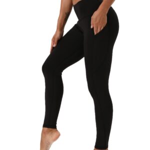 Kaleilo Women's Yoga Pants High Waist Tummy Control Butt Lifting Gym Sport Workout Leggings Black Medium