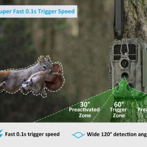 GardePro X50 Cellular Trail Camera, Full Video Preview, No-Glow IR, AT&T & T-Mobile, Game Cameras with 32MP H.265 1296p, 0.1s Trigger Speed, 100ft Night Vision