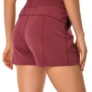 Colorfulkoala Women's High Waisted Ultra Soft Athletic Jersey Shorts Casual Summer Lounge Pants with Pockets (M, Wine Red)