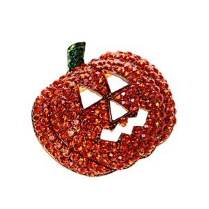 style lovely crystal halloween christmas pumpkin brooch pin jewelry gift fashion broach clever design