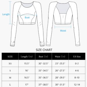 SANTINY Women's Long Sleeve Crop Workout Tops Slim Fit Gym Yoga Running Shirts for Women(A White_M)