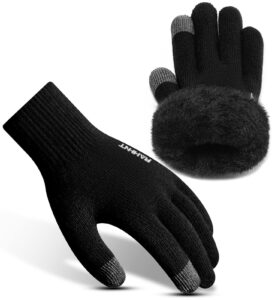 rahhint wool winter gloves men women fleece lined knit gloves with touchscreen fingers insulated gloves keep hand warm gift