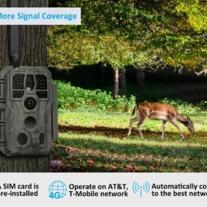 GardePro X50 Cellular Trail Camera, Full Video Preview, No-Glow IR, AT&T & T-Mobile, Game Cameras with 32MP H.265 1296p, 0.1s Trigger Speed, 100ft Night Vision