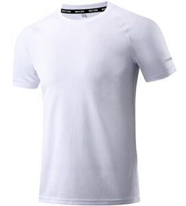 men's pack of 1 workout running shirts, dry fit moisture wicking t-shirts, sports gym athletic short sleeve shirts white xl