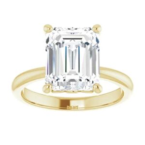 moissanite engagement ring 4 carat emerald cut handmade 10k 14k 18k solid yellow gold solitaire diamond bridal wedding gifts for women vvs1 colorless