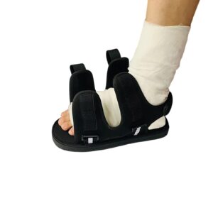 1 piece post op shoe walking boot rehabilitation recovery plaster shoe with adjustable strap for foot injuries ankle fractures post surgery medical bootfits either left/right foot