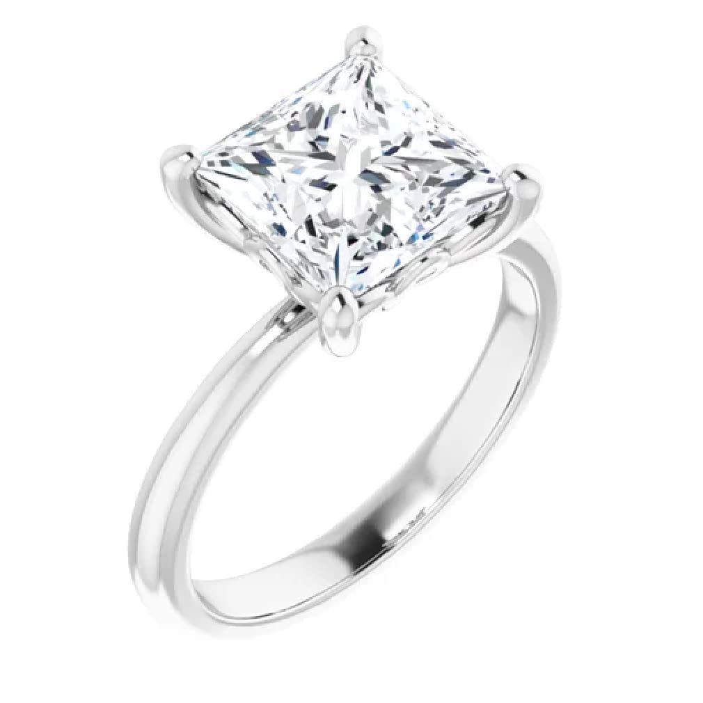 Moissanite Engagement Ring 3 Carat Princess, Handmade 925 Silver, 10K/14K/18K Solid Gold, Solitaire Ring, Bridal Wedding Gifts for Women, Anniversary Ring, VVS1, Colorless (925 Silver (White Gold Plated))