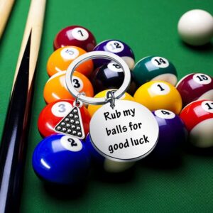 HOLLP Billiards Jewelry Pool Balls Gift Rub My Balls for Good Luck Keychain Women Man (Rub my balls for good luck)