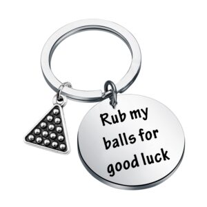 hollp billiards jewelry pool balls gift rub my balls for good luck keychain women man (rub my balls for good luck)