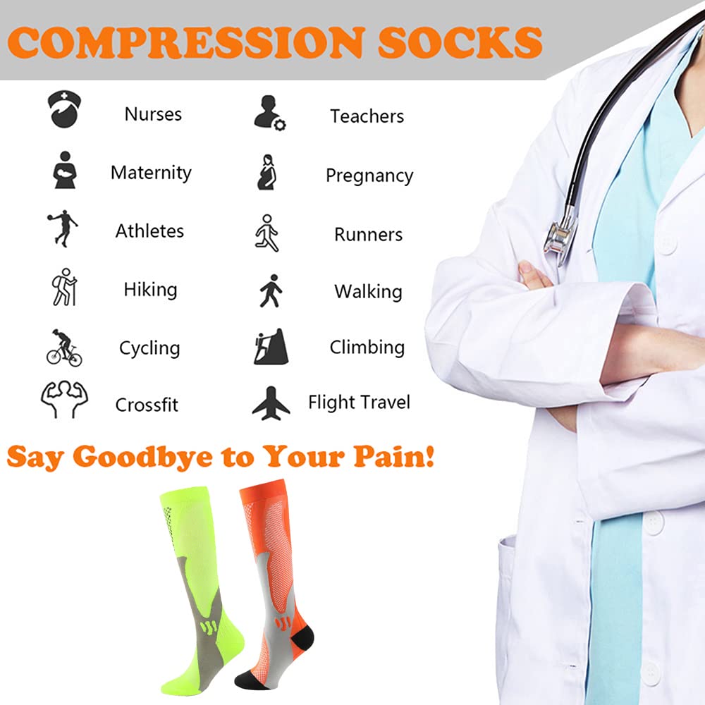 Wetopkim Compression Socks for Women & Men (2 Pairs) 20-30 mmHg Best for Athletic, Running,Flight Travel,Cycling(L/XL)