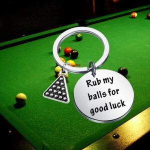 HOLLP Billiards Jewelry Pool Balls Gift Rub My Balls for Good Luck Keychain Women Man (Rub my balls for good luck)