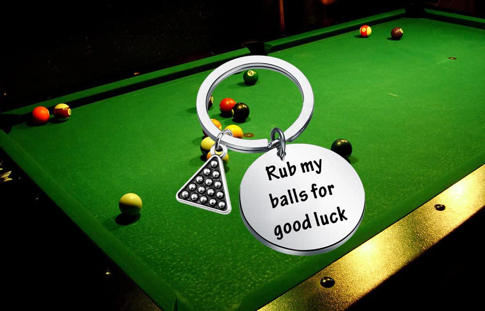 HOLLP Billiards Jewelry Pool Balls Gift Rub My Balls for Good Luck Keychain Women Man (Rub my balls for good luck)