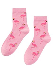 shenhe women's striped letter print athletic running above ankle crew socks flamingo pink one size